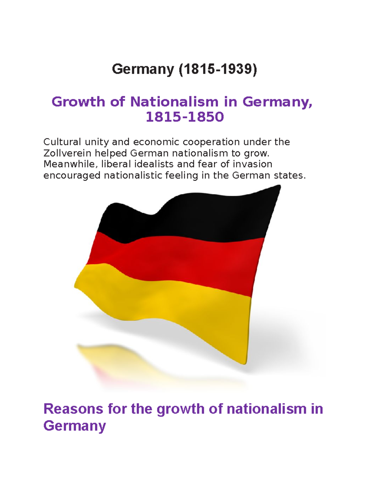 Reasons for the growth of nationalism in germany - Germany (1815-1939 ...