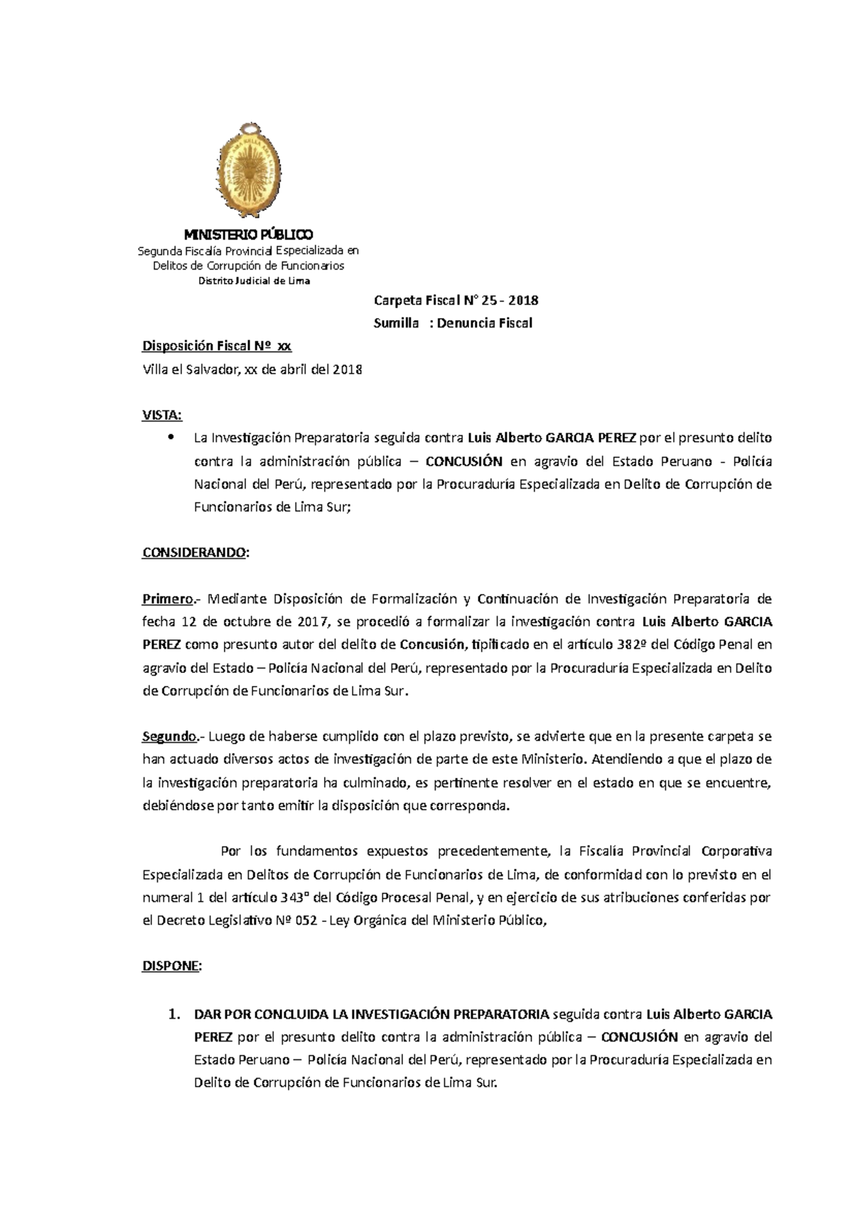 Acusacion Fiscal Final Ministerio PÚblico Segunda Fiscalía
