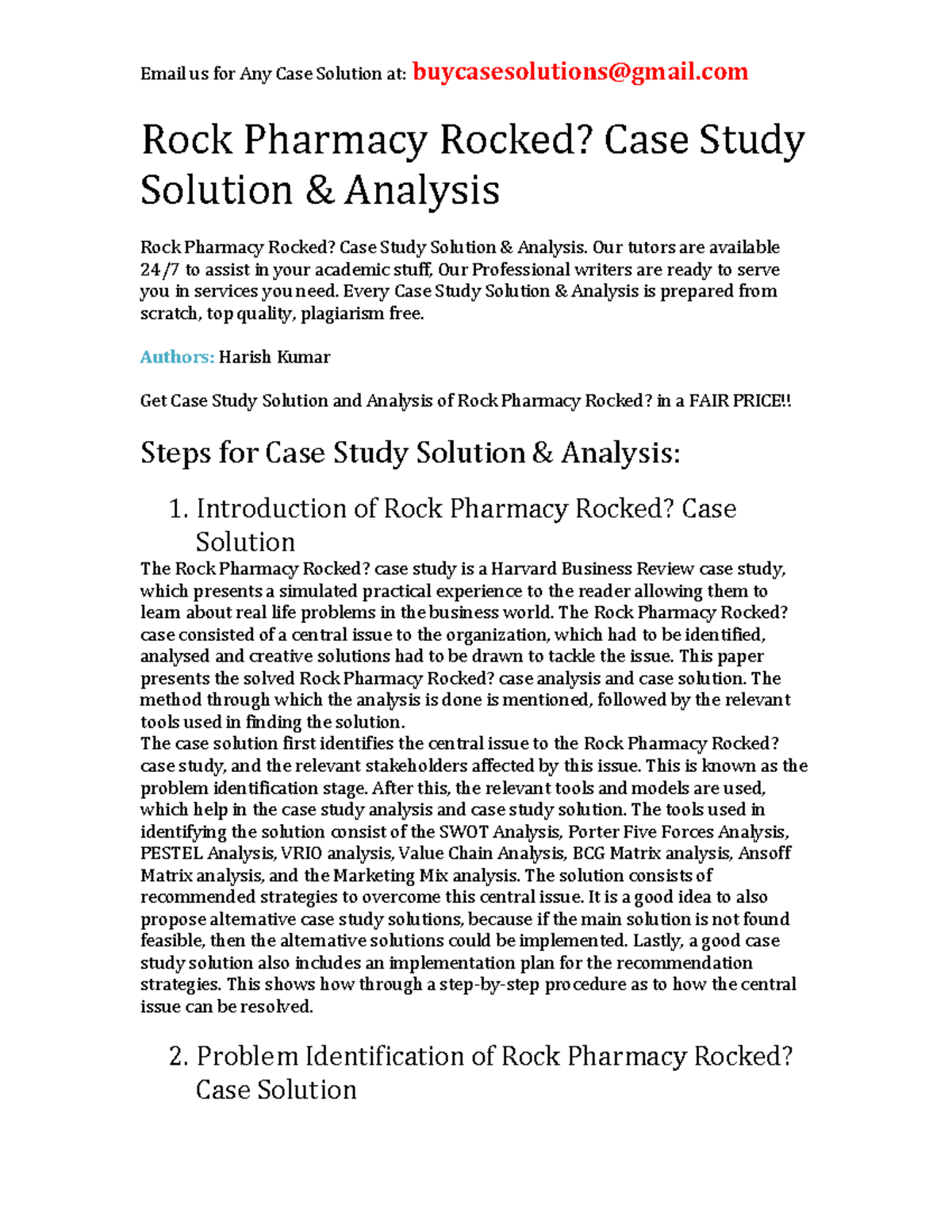 Rock Pharmacy Rocked Case Study Solution Analysis - Rock Pharmacy ...