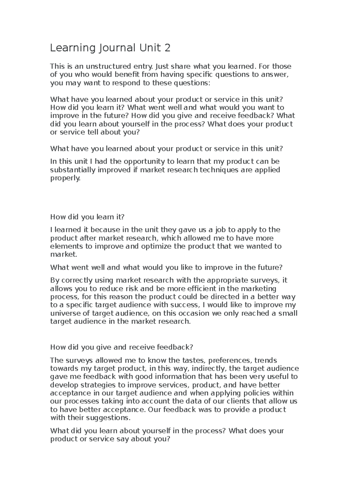 Learning Journal Unit 2 - Just share what you learned. For those of you ...