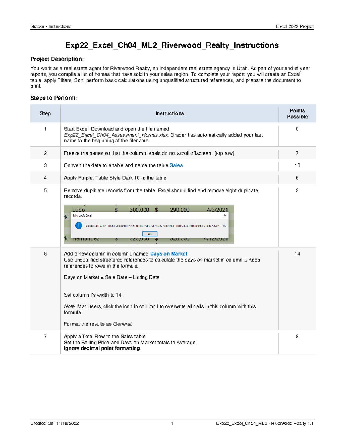 Project 4 extended instructions - Grader - Instructions Excel 2022 ...
