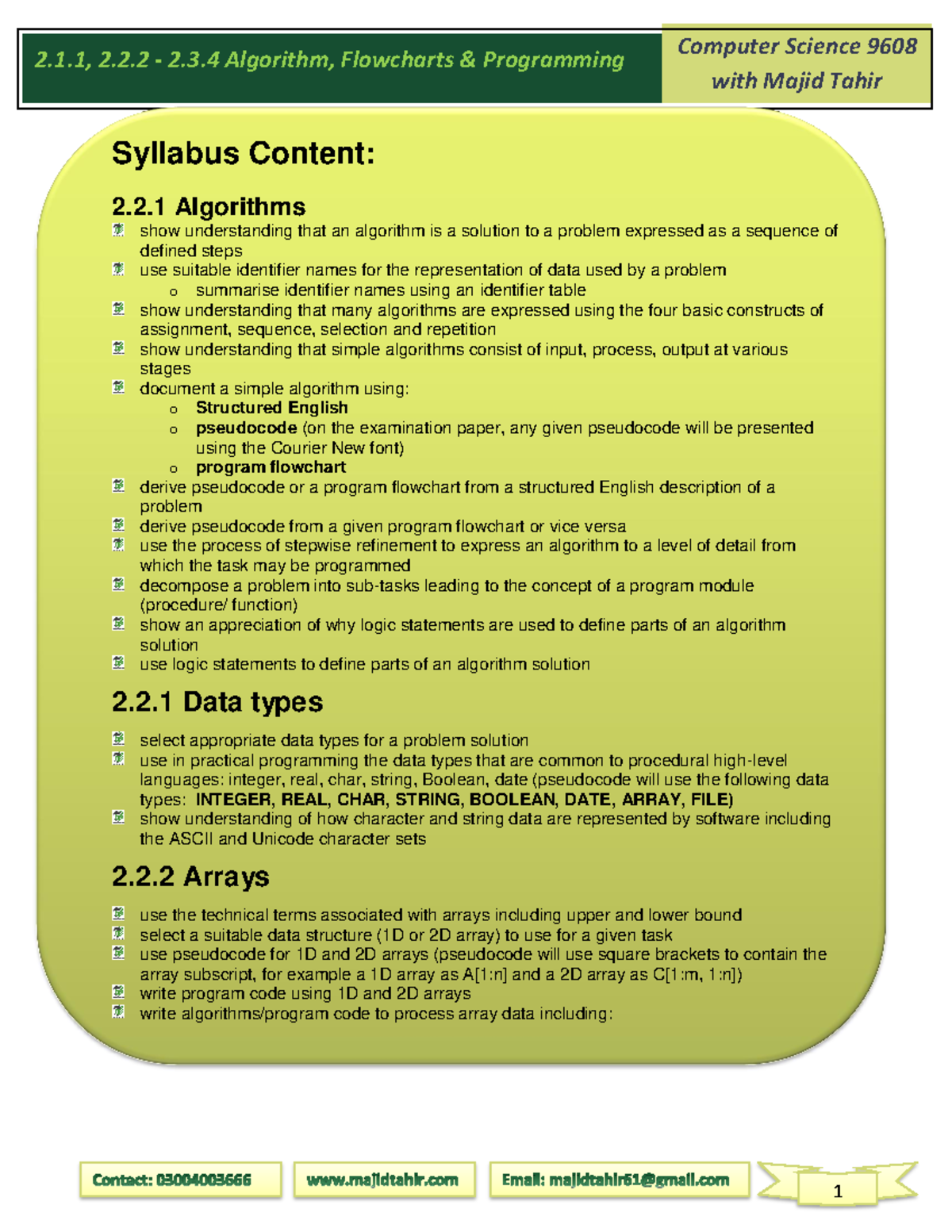 Algorithms - 2.1, 2.2 - 2.3 Algorithm, Flowcharts & Programming 1 with ...