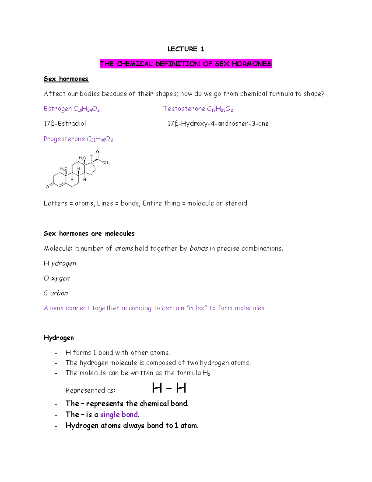 L1 The Chemical Definition Of Sex Hormones Lecture 1 The Chemical