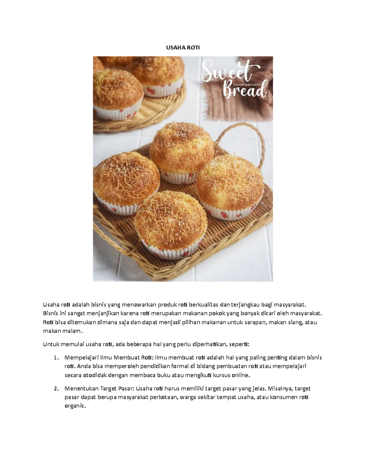 Usaha ROTI - Materi Mengenai Ekonomi - USAHA ROTI Usaha roti adalah ...