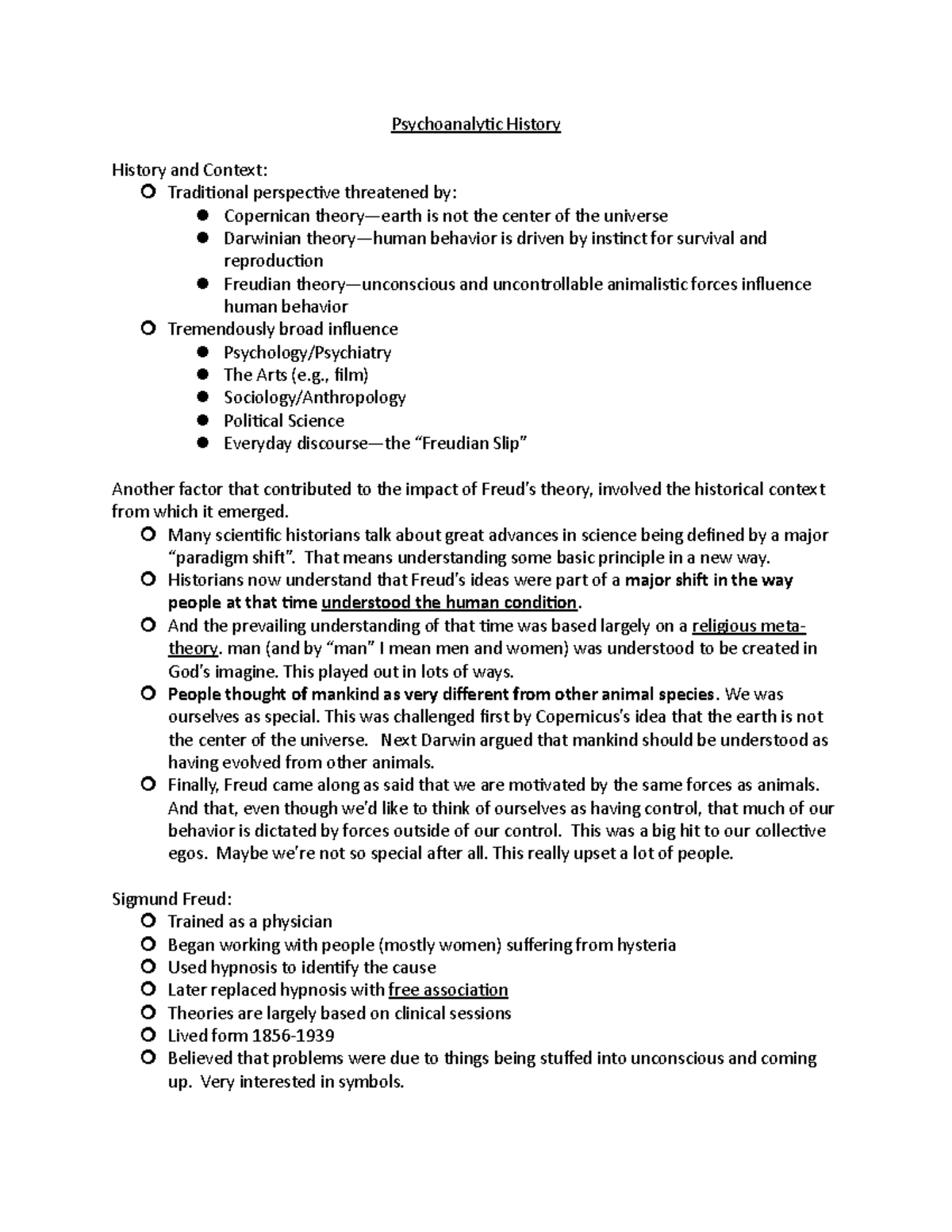 Psychoanalytic History - Psychoanalytic History History and Context ...