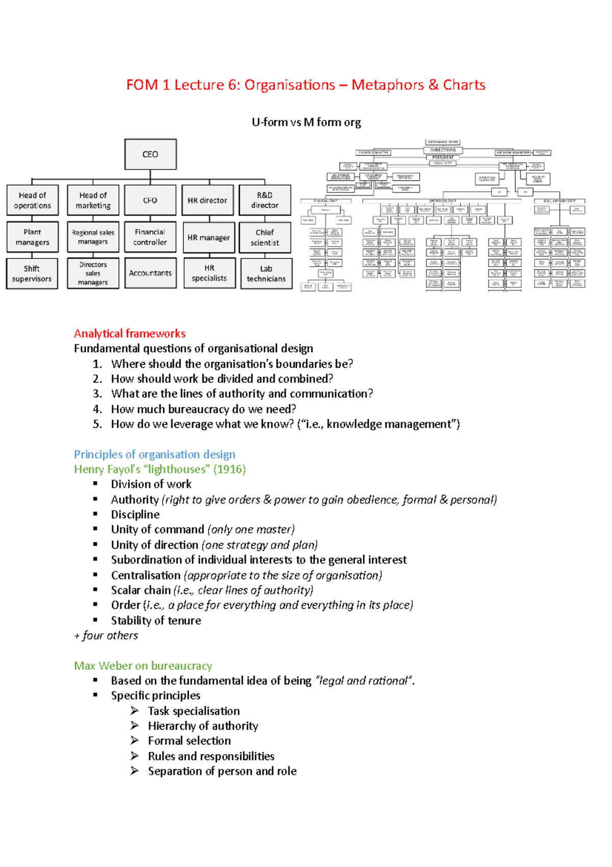 Foundations Of Management 1 lecture 6 - FOM 1 Lecture 6: Organisations ...