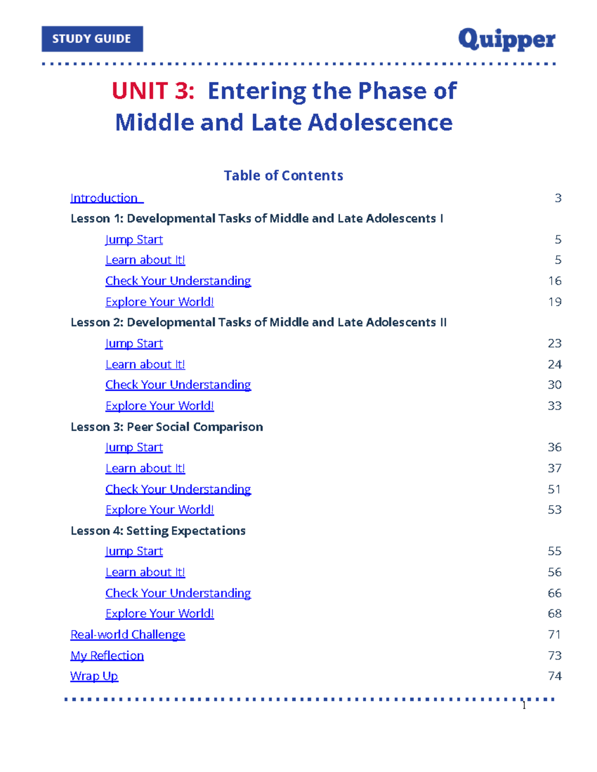 PD 03 FD - for our research - UNIT 3: Entering the Phase of Middle and Late Adolescence Table of ...