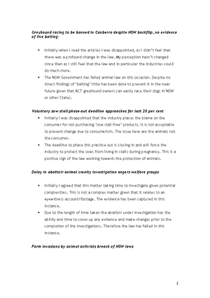 [Solved] How does the law in Queensland protect the welfare of a pig ...