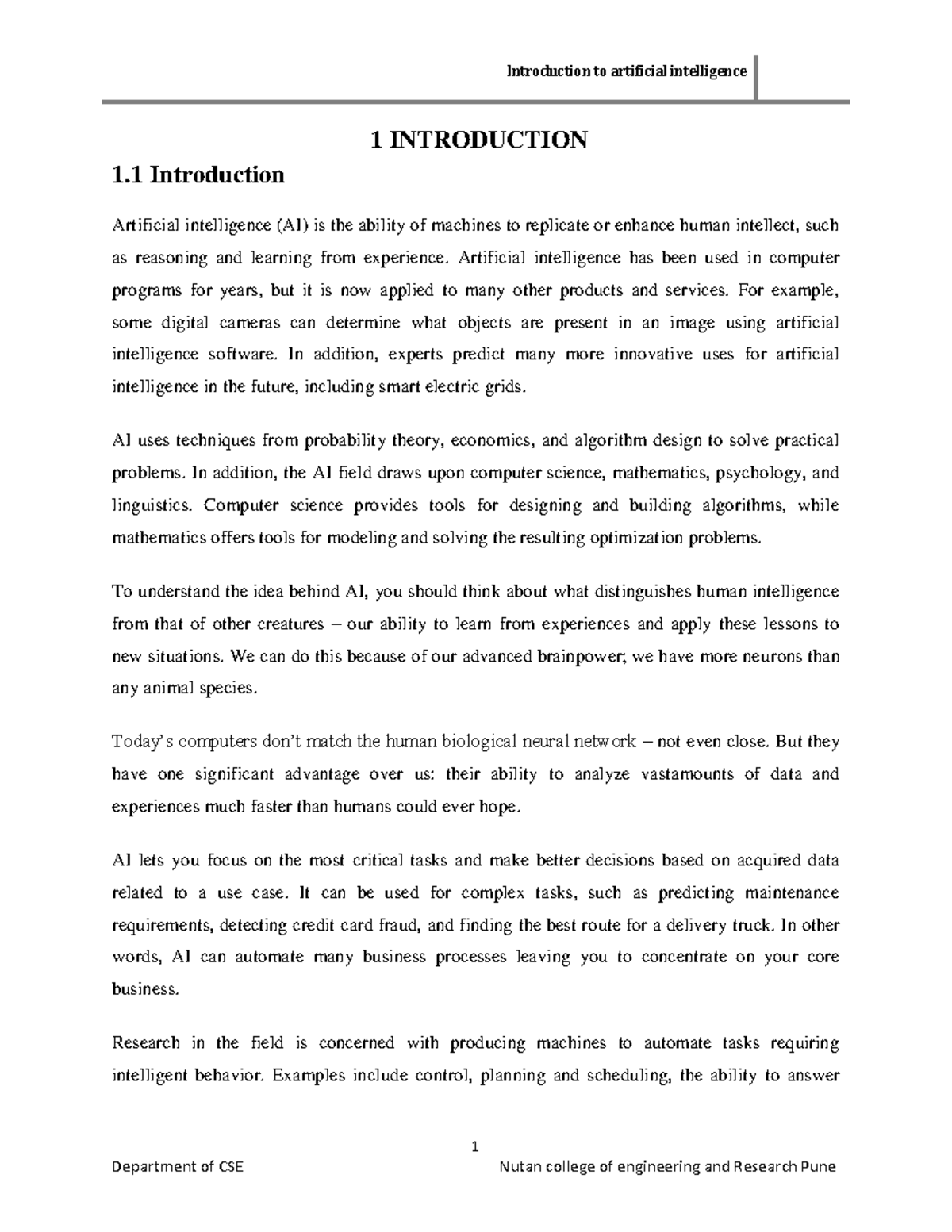 Introduction to AI (2) (2) (10) - ####### 1 1 INTRODUCTION 1 ...