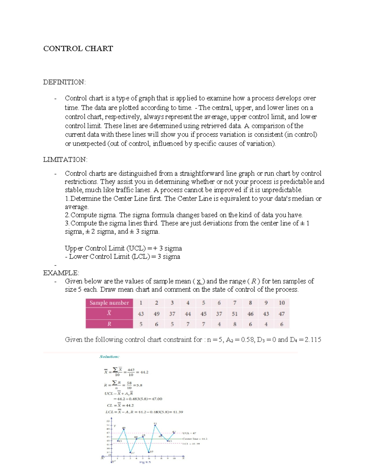 Control Chart AND Signal Tracking - CONTROL CHART DEFINITION: - Control ...