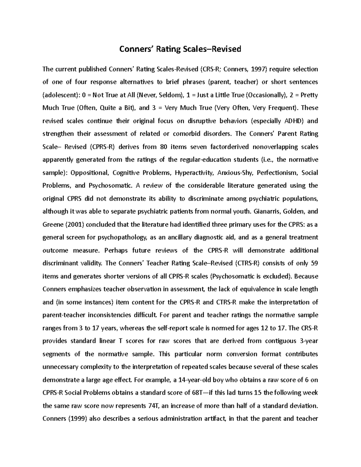Conners’ Rating Scales–Revised - Conners’ Rating Scales–Revised The ...