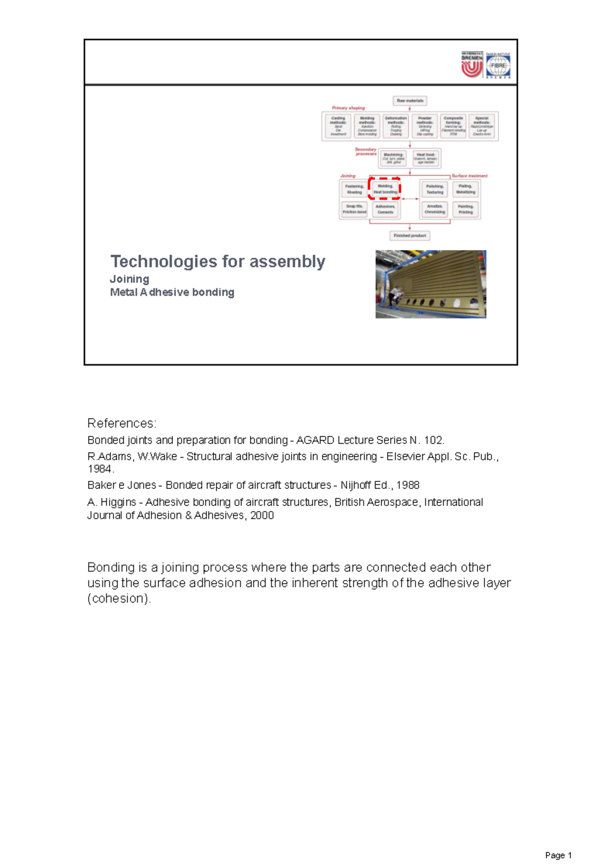 Manufacturing technologies for metallic aircraft structures - part 8 ...