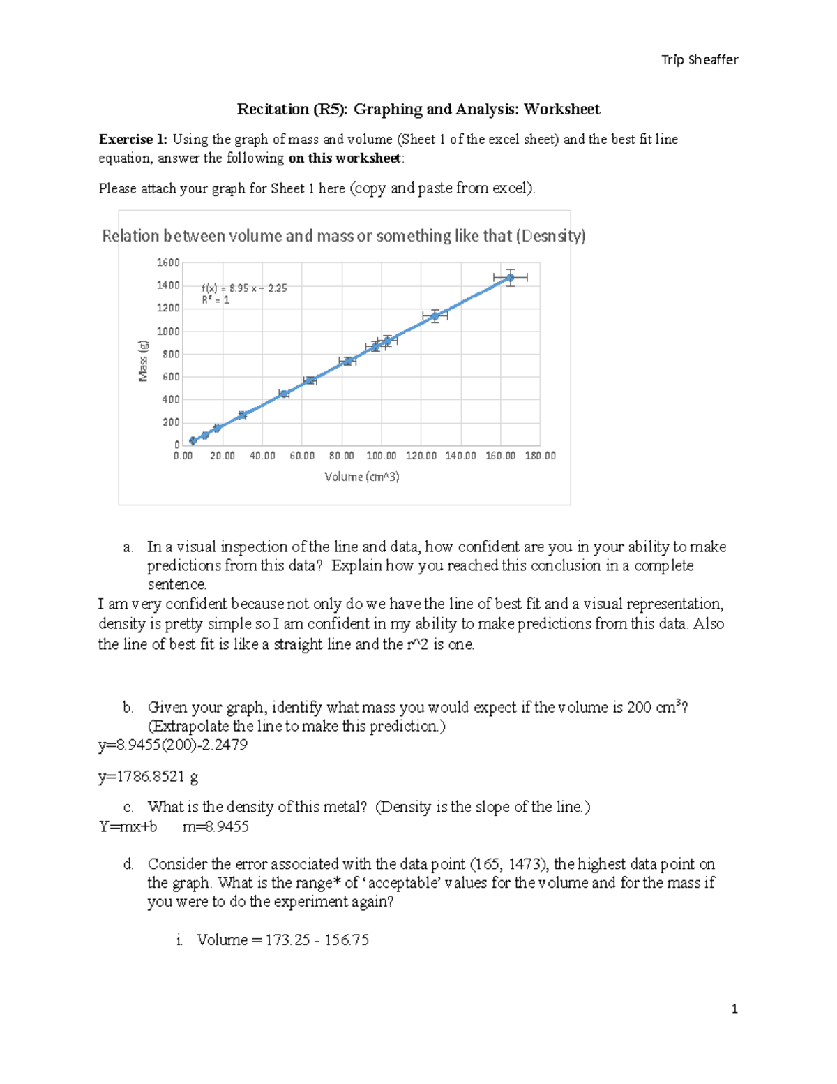 R-5 - An assignment done in recitation. - Trip Sheaffer Recitation (R5): Graphing and Analysis ...