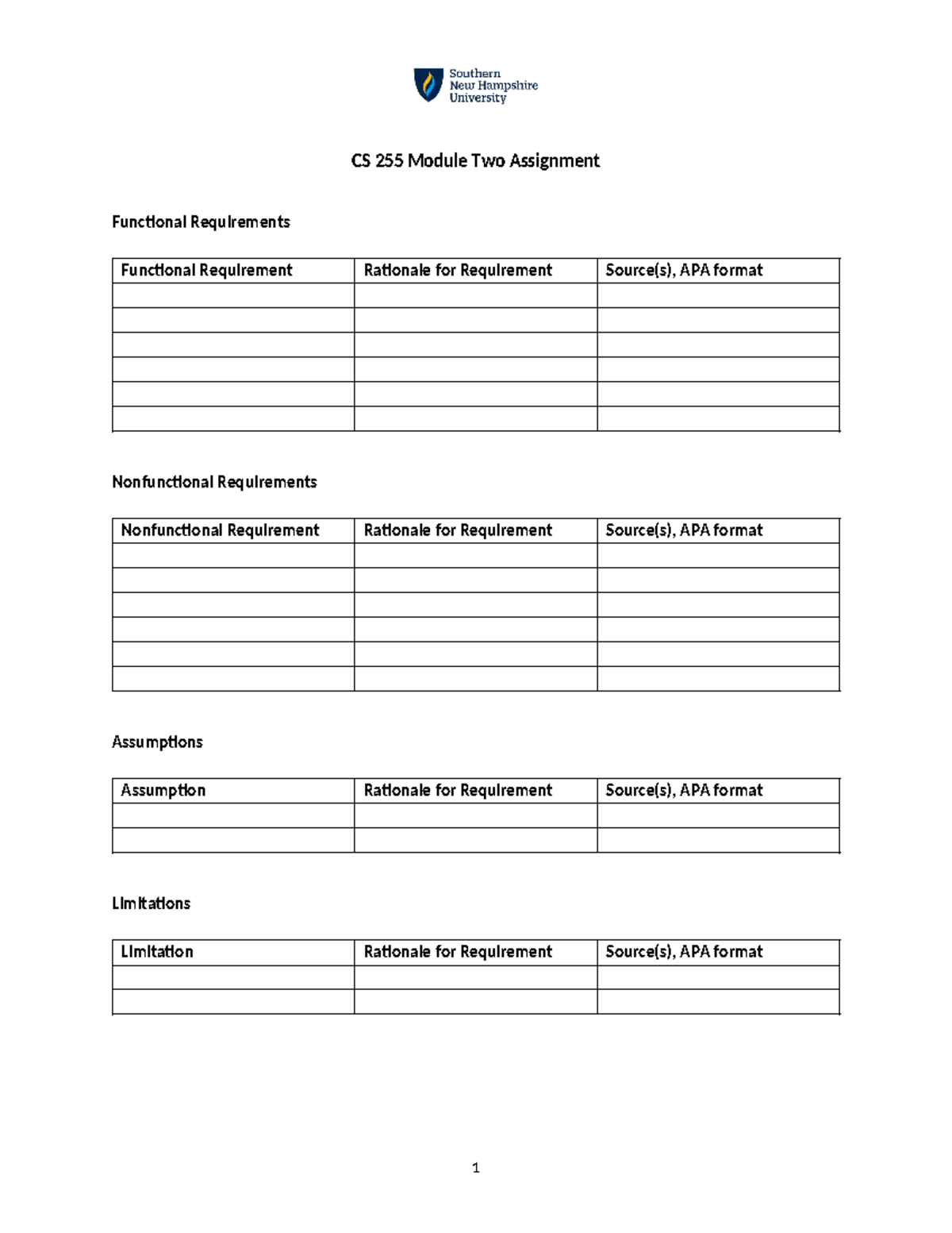 CS 255 Module Two Assignment Template - CS255 - CS 255 Module Two Assignment Functional ...