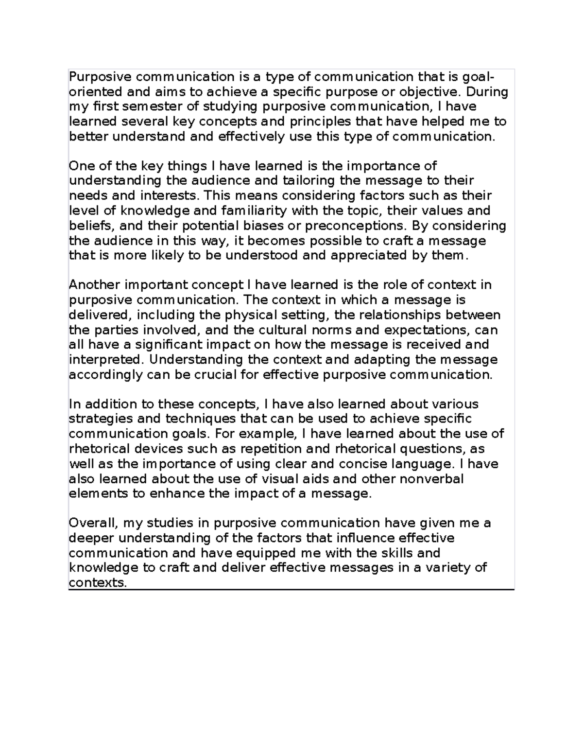 Document GPC - GPC - Purposive communication is a type of communication that is goal- oriented ...