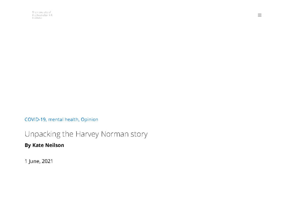 W1-5 Reading Harvey Norman Unpacking The Harvey Norman Story-HRM online ...