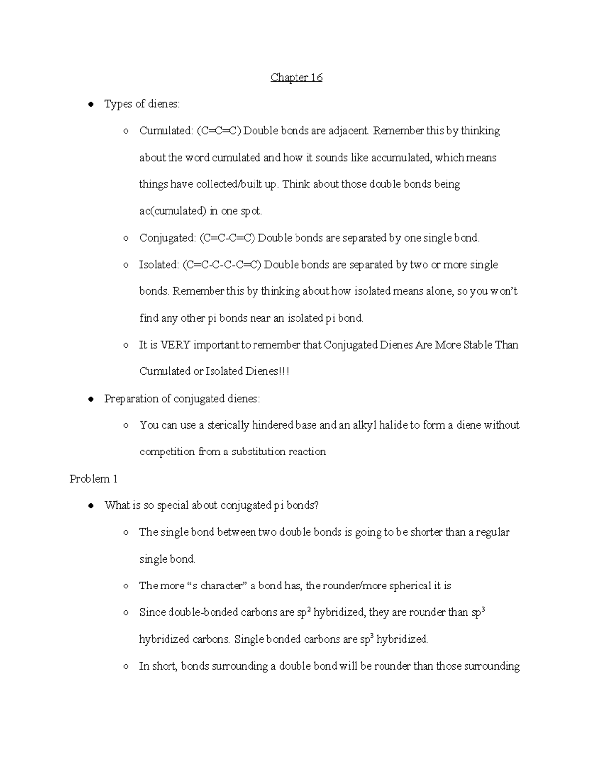 Ch. 16A CHEM 2080 - Chapter 16 Types of dienes: Cumulated: (C=C=C ...