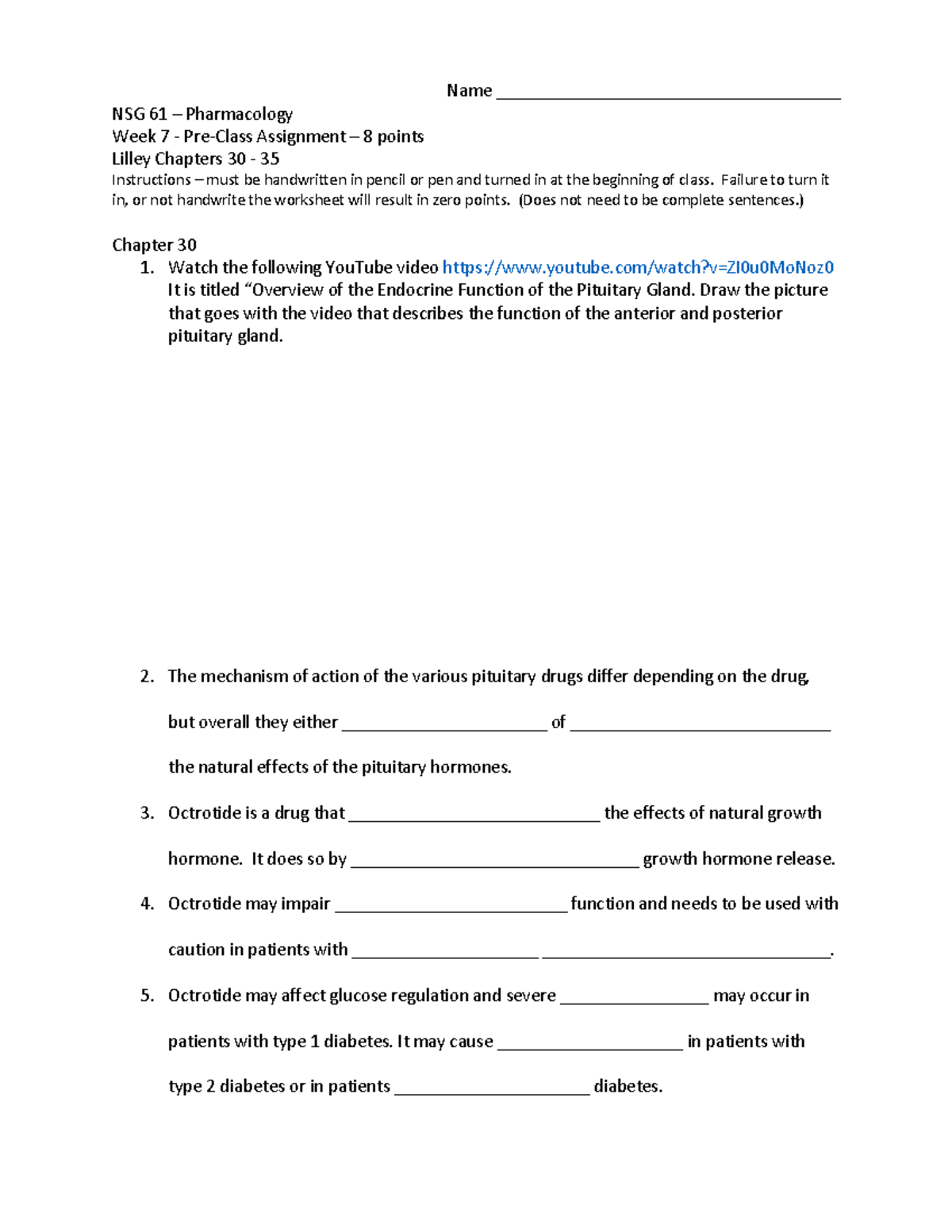 7 Preclass assignment - pharmacology worksheet - Name