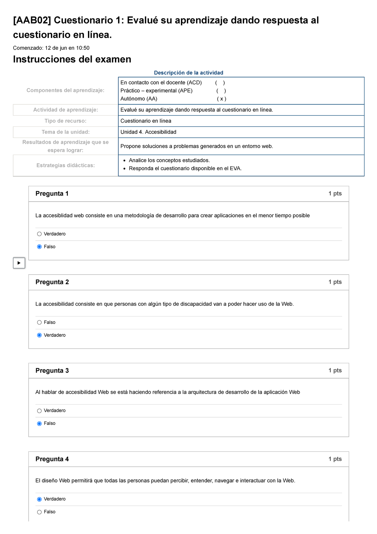Examen [AAB02] Cuestionario 1 Evalué su aprendizaje dando respuesta al cuestionario en línea ...