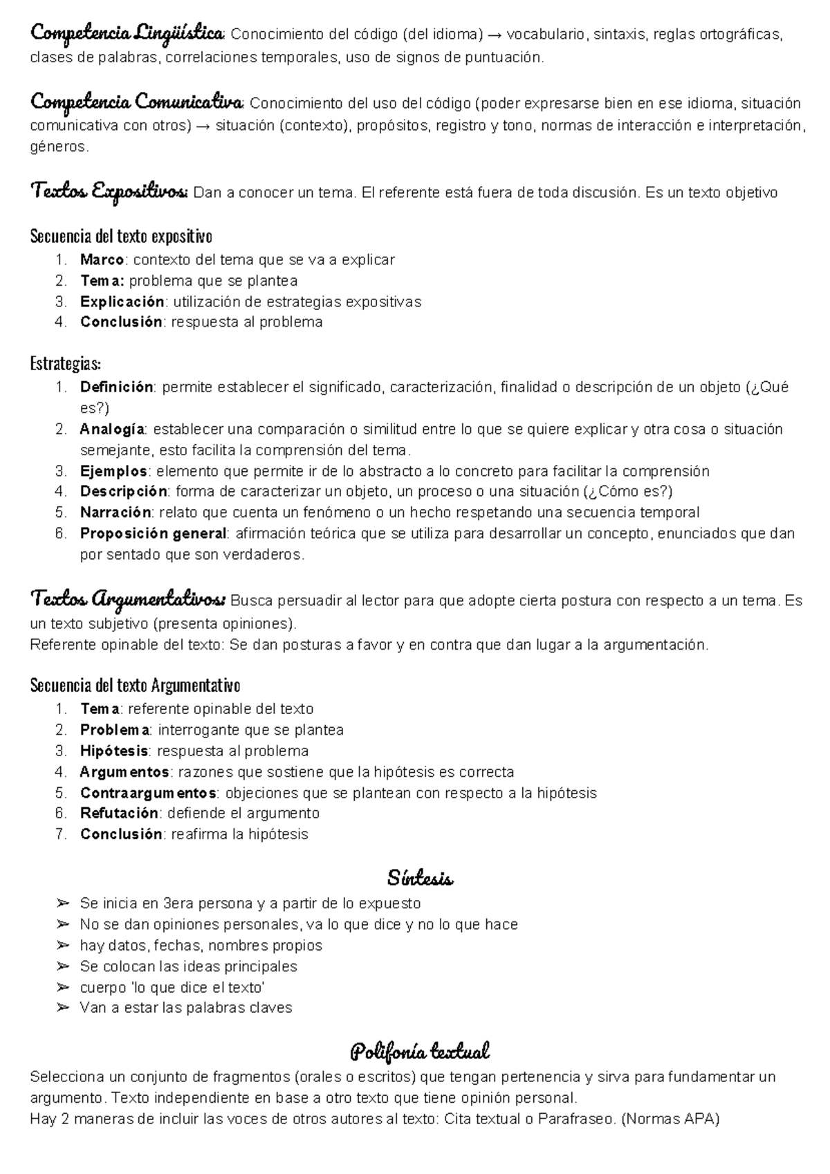 Lenguaje, Lógica y Argumentación 1er parcial - Coķpeteĸcia LiĸĒüística : Conocimiento del código ...