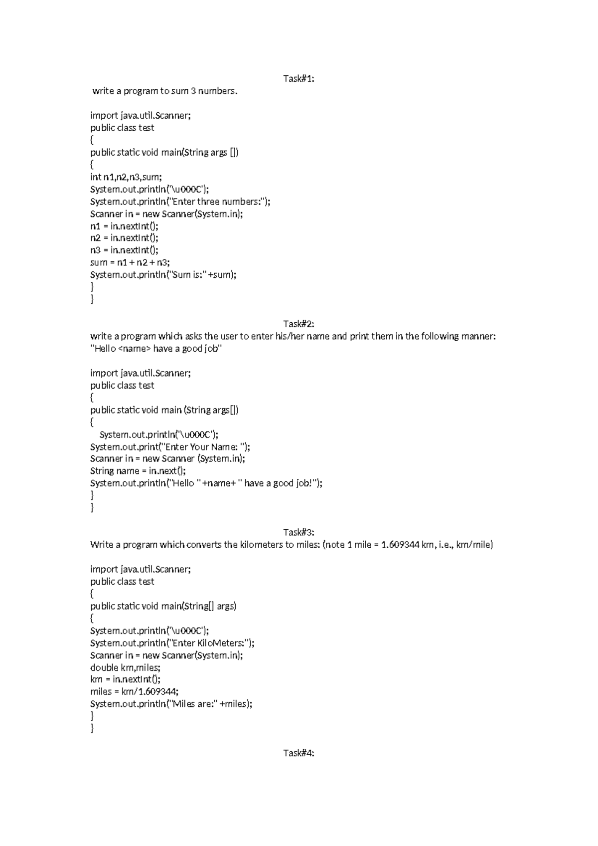 Final codes for paper - i want this file - Task#1: write a program to sum 3 numbers. import ...