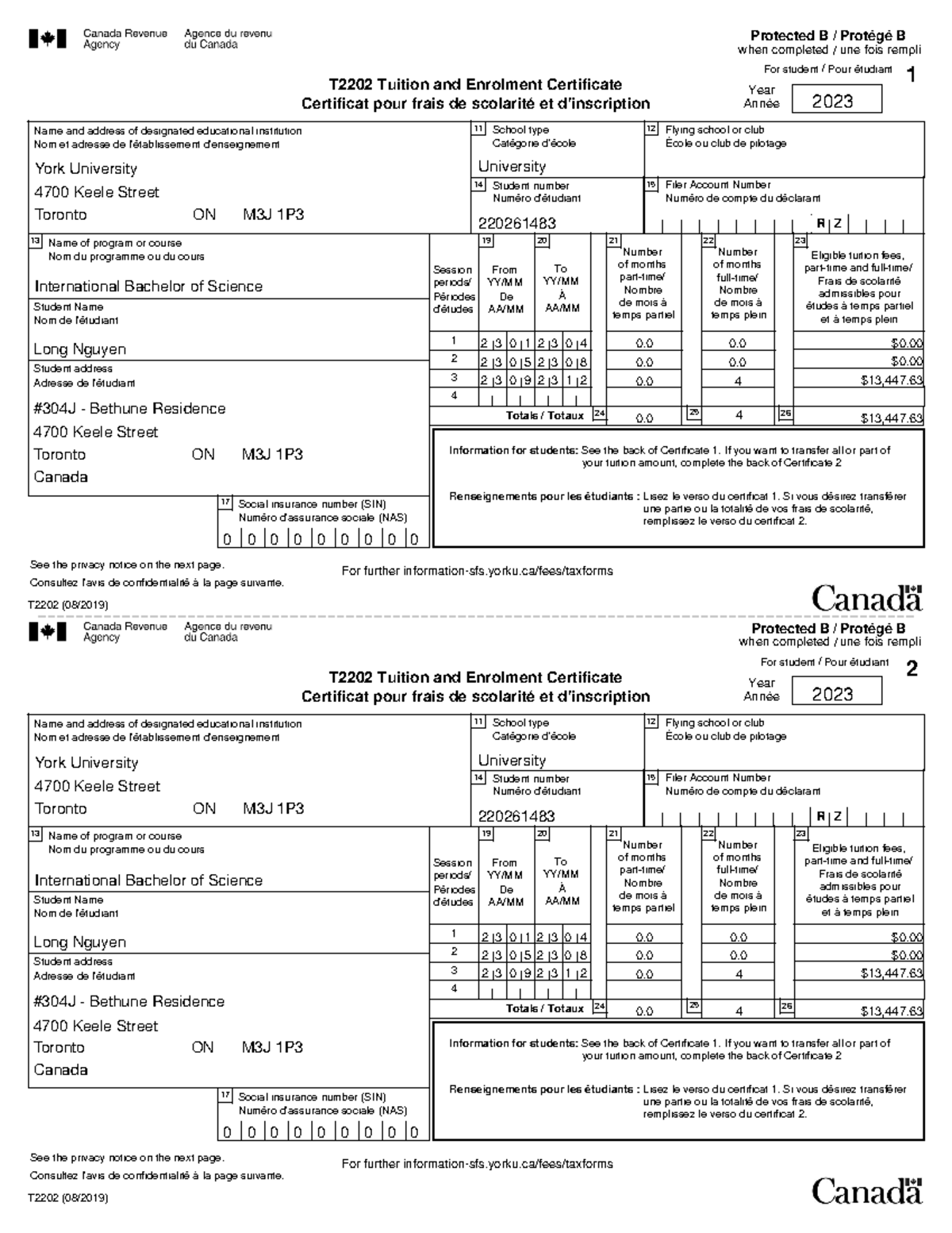 T2202a 2023 english - Protected B when completed / / Protégé B une fois ...