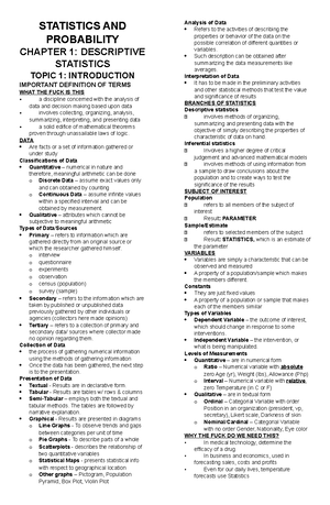 Statistics AND Probability Senior High School Students - STATISTICS AND ...