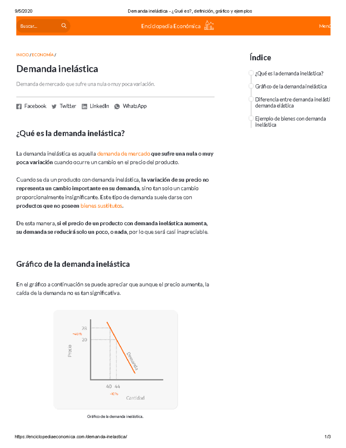 Demanda inelástica - ¿Qué es , definición, gráfico y ejemplos - 9/5 ...