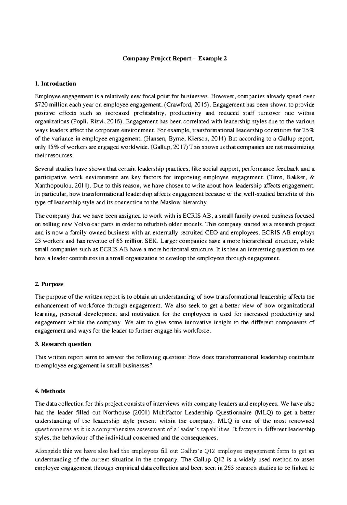 Example 2- Company Project Report - Company Project Report – Example 2 ...