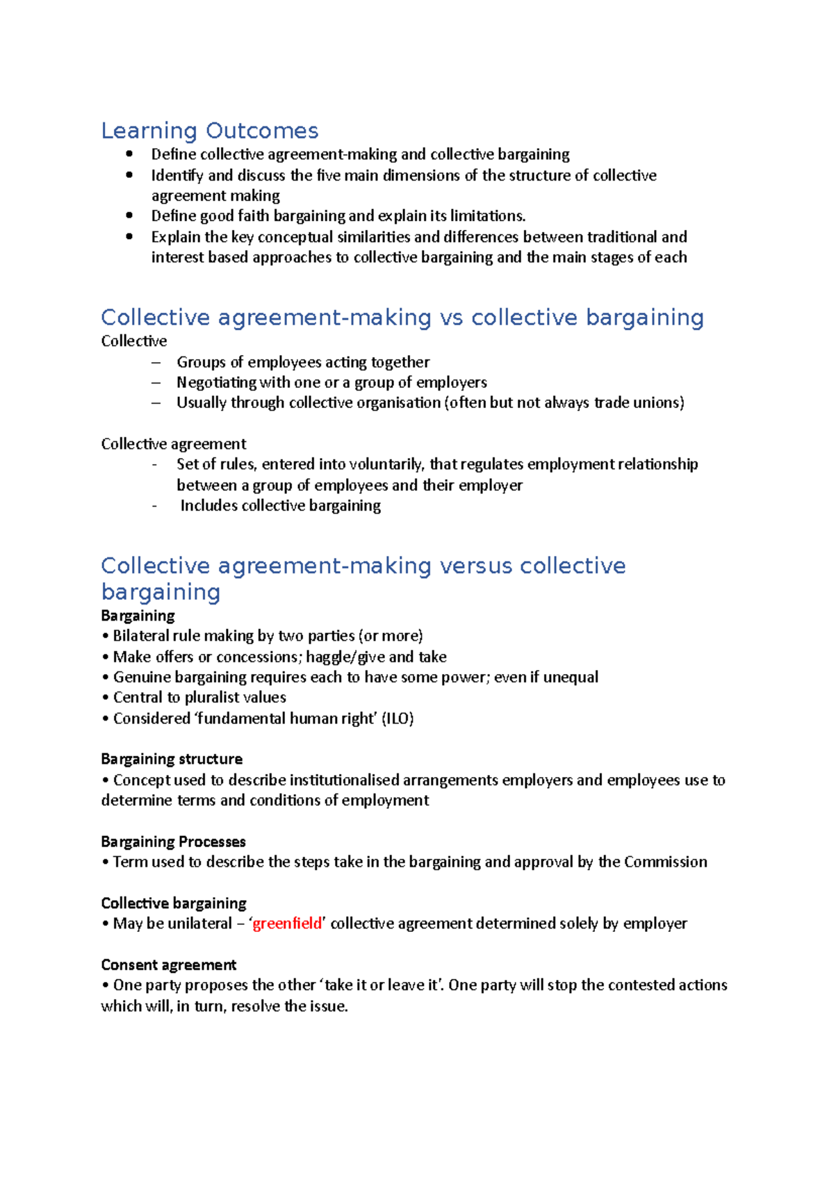 Module 4 HRM220 Notes - Learning Outcomes Define collective agreement ...