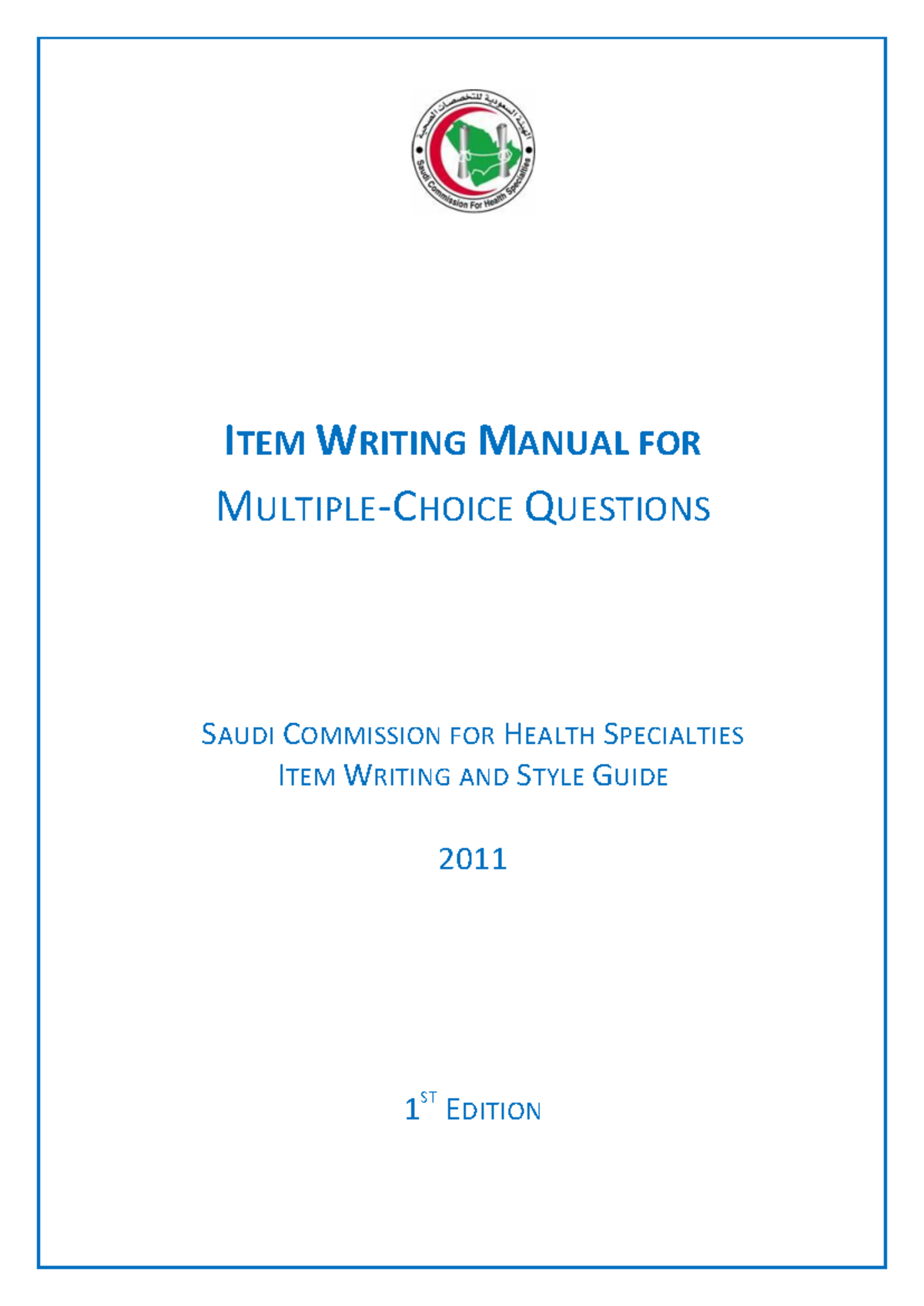 Mcq-manual-scfhs compress - SAUDI COMMISSION FOR HEALTH SPECIALTIES ...