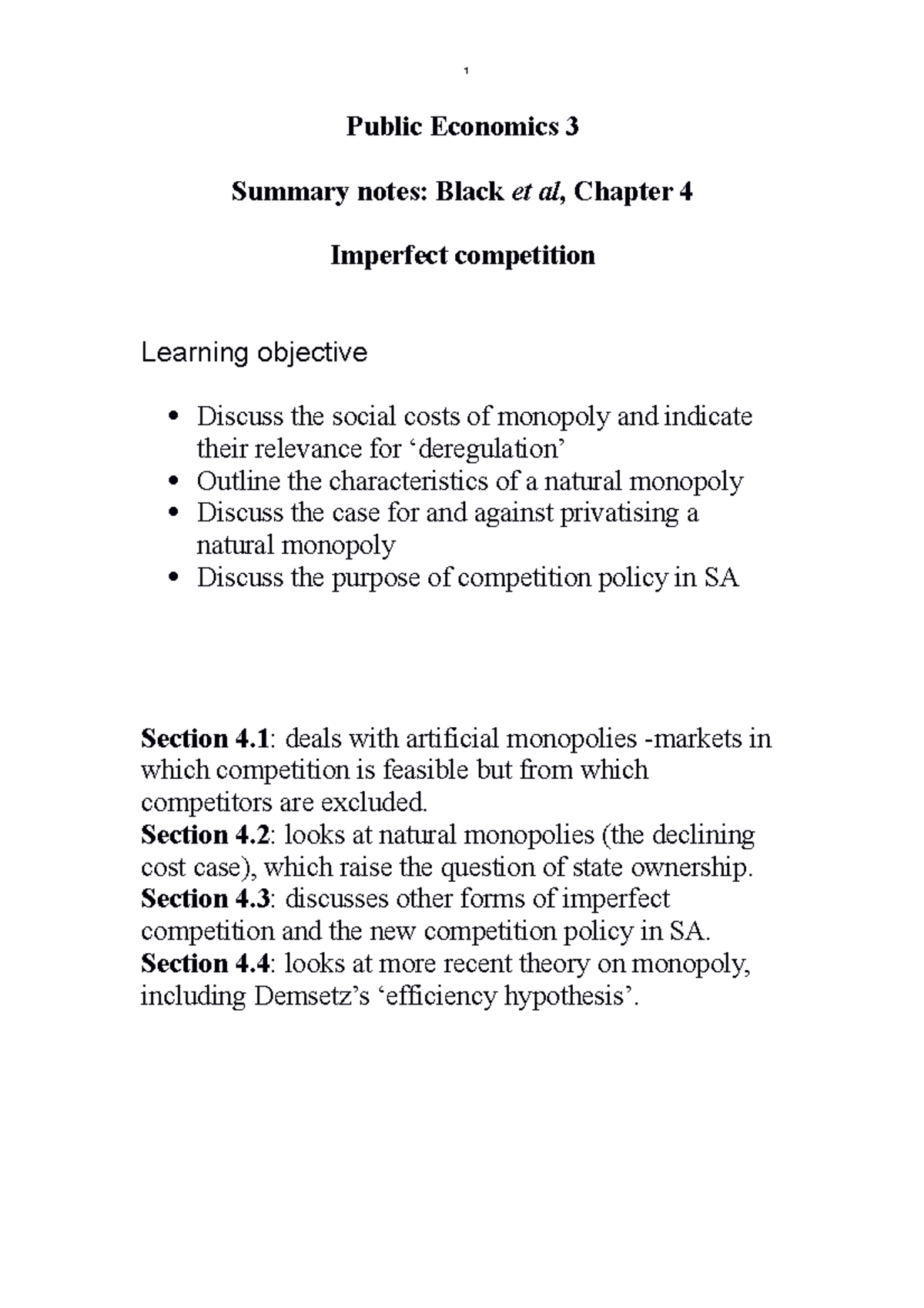 ECS3704-notes- ch 4 - Public Economics 3 Summary notes: Black et al ...