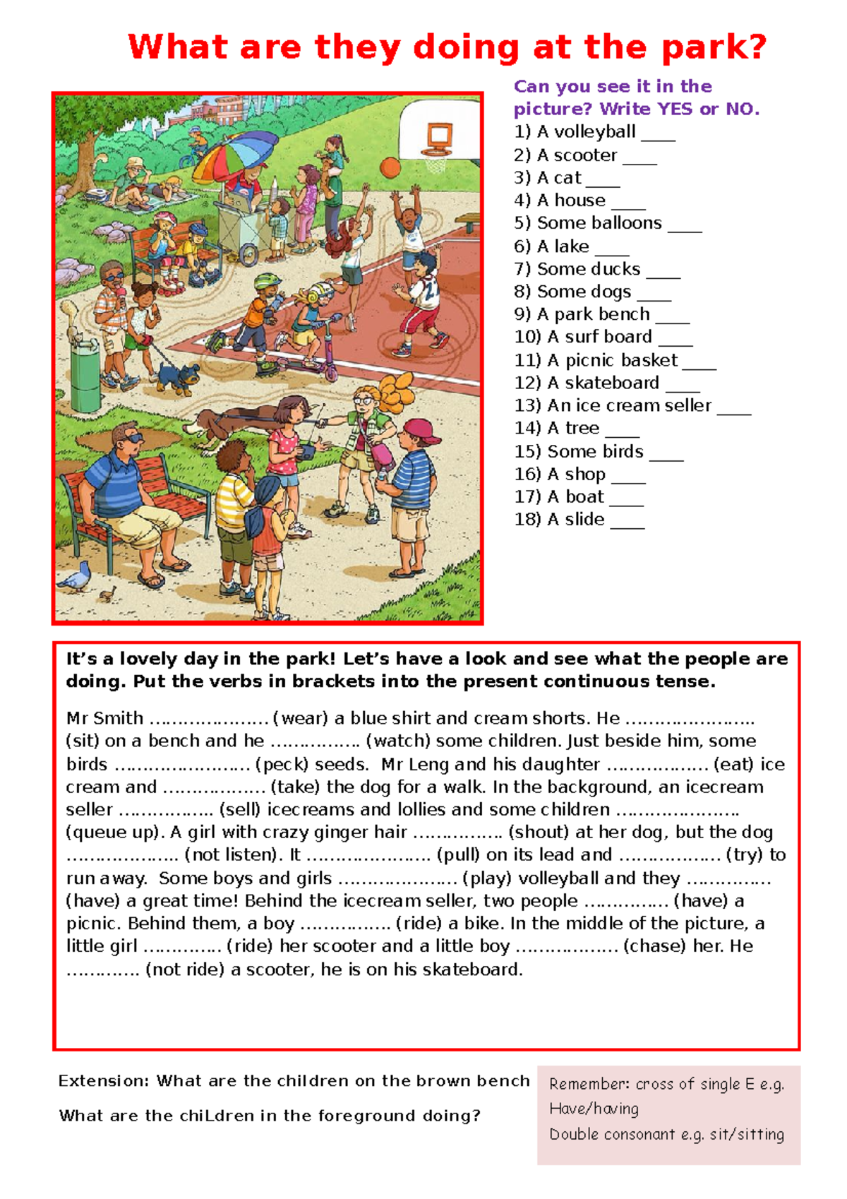 At-the-park-picture-description - What are they doing at the park? Can ...