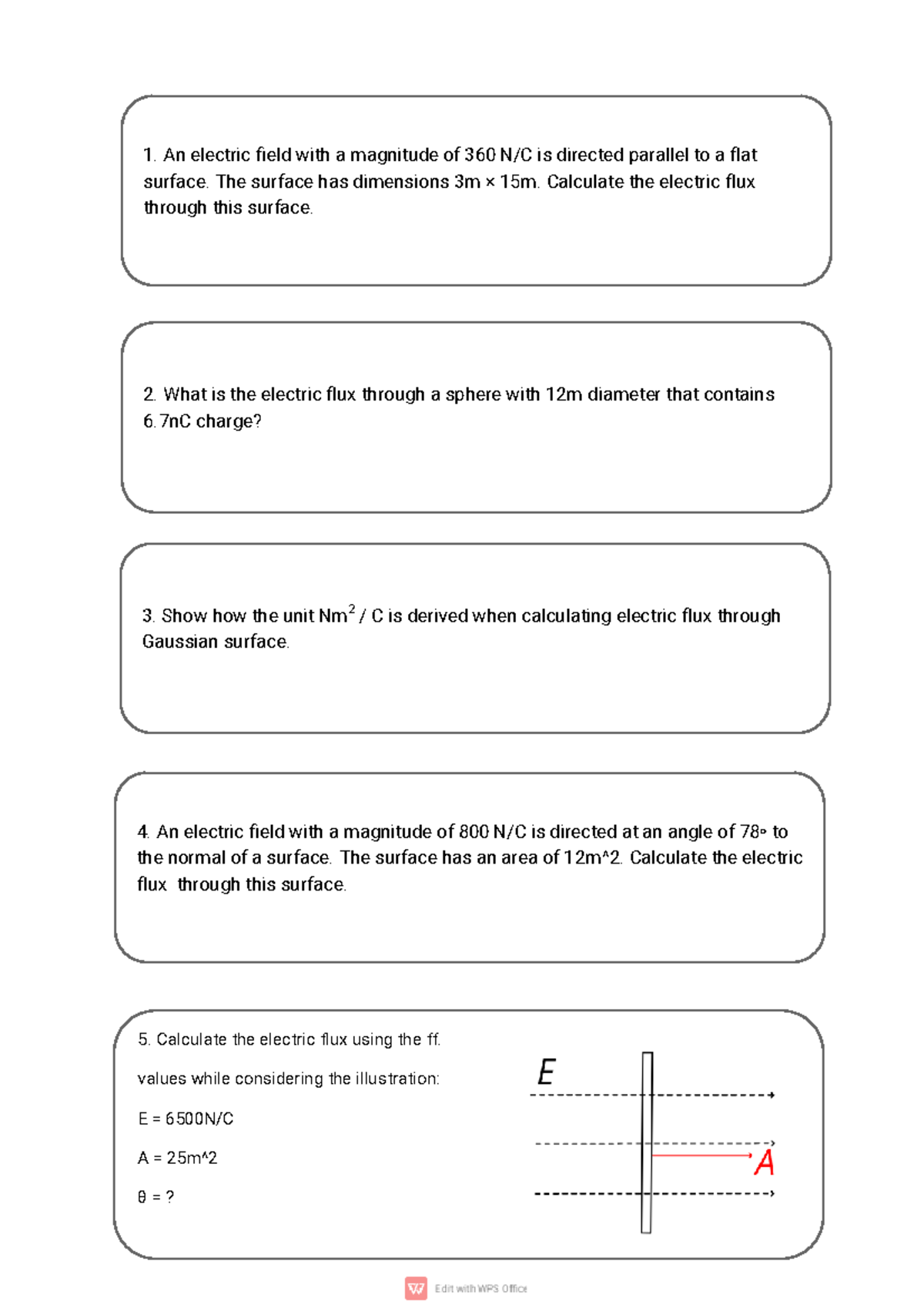 Moving QUIZ- Electric FLUX - 1. An electric field with a magnitude of ...