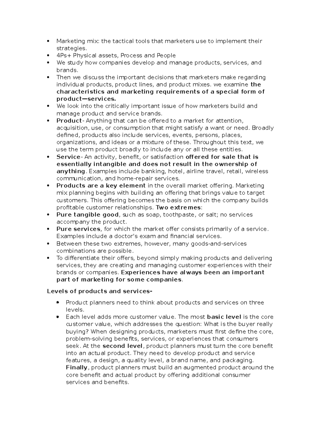 Chapter 7 - Summary Introduction to Marketing - Marketing mix: the ...