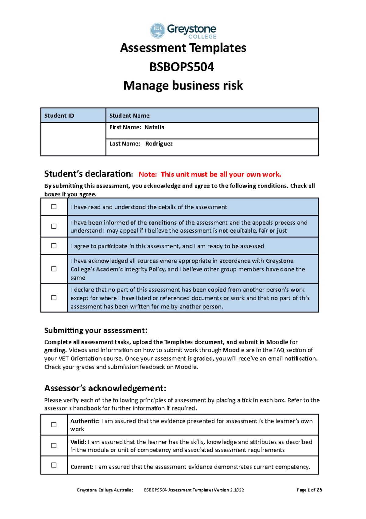 231122 Bsbops 504 correct - Assessment Templates BSBOPS Manage business ...