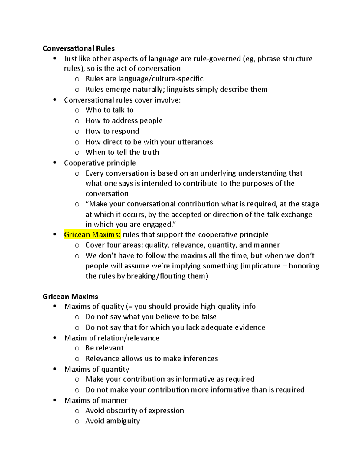 ENG+WLL 311 (2:9:23) notes 2 - Conversational Rules Just like other ...