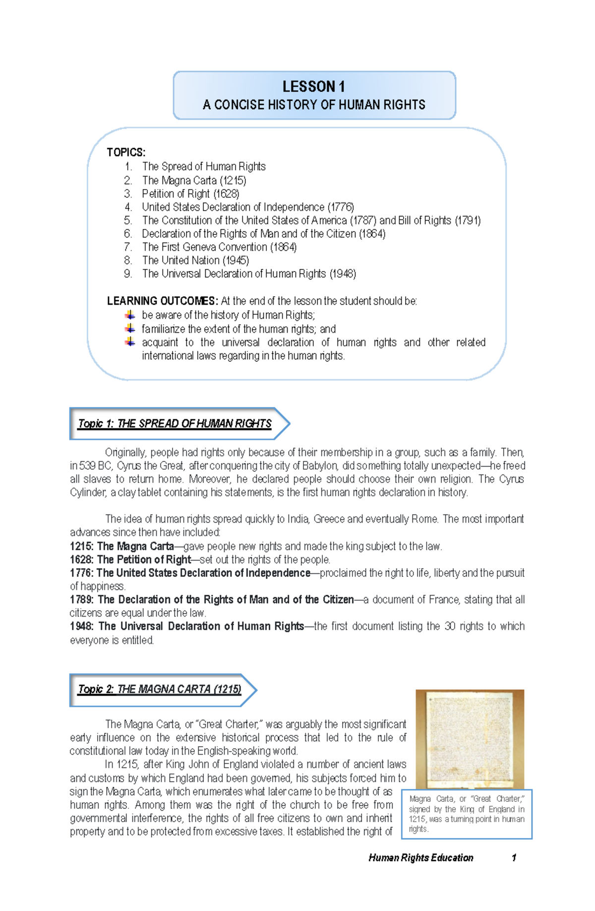 Human- Rights-Lesson 1 - Originally, people had rights only because of ...