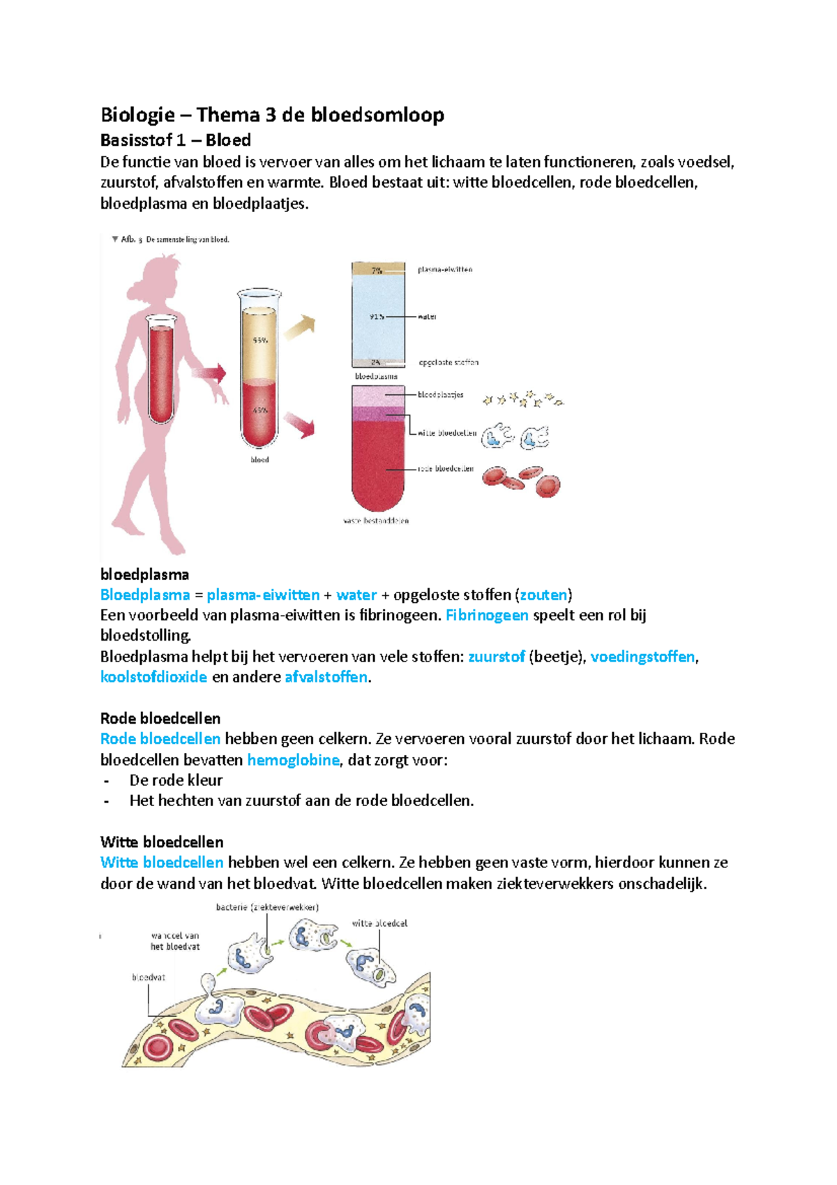 Biologie Thema 3 - Biologie – Thema 3 de bloedsomloop Basisstof 1 ...