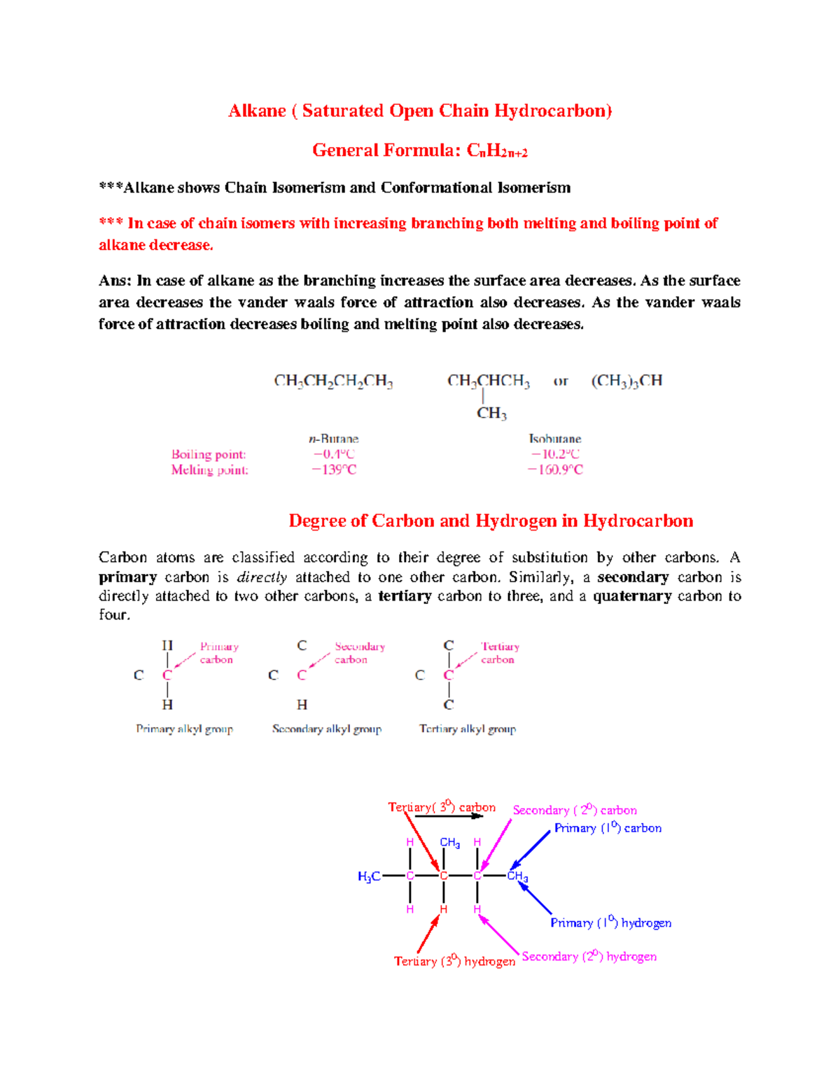 Alkane basic organic chemistry - Alkane ( Saturated Open Chain Hydrocarbon) General Formula ...