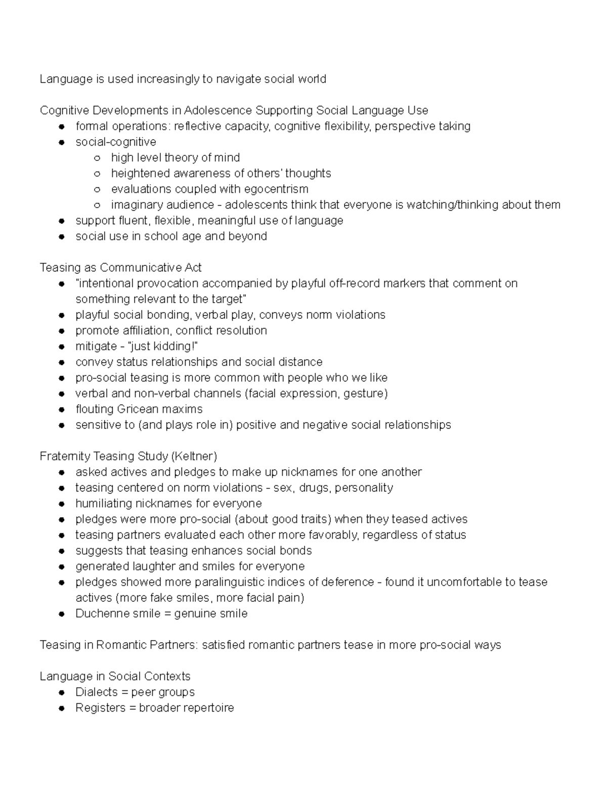 School Age and Adult Development - Language is used increasingly to ...