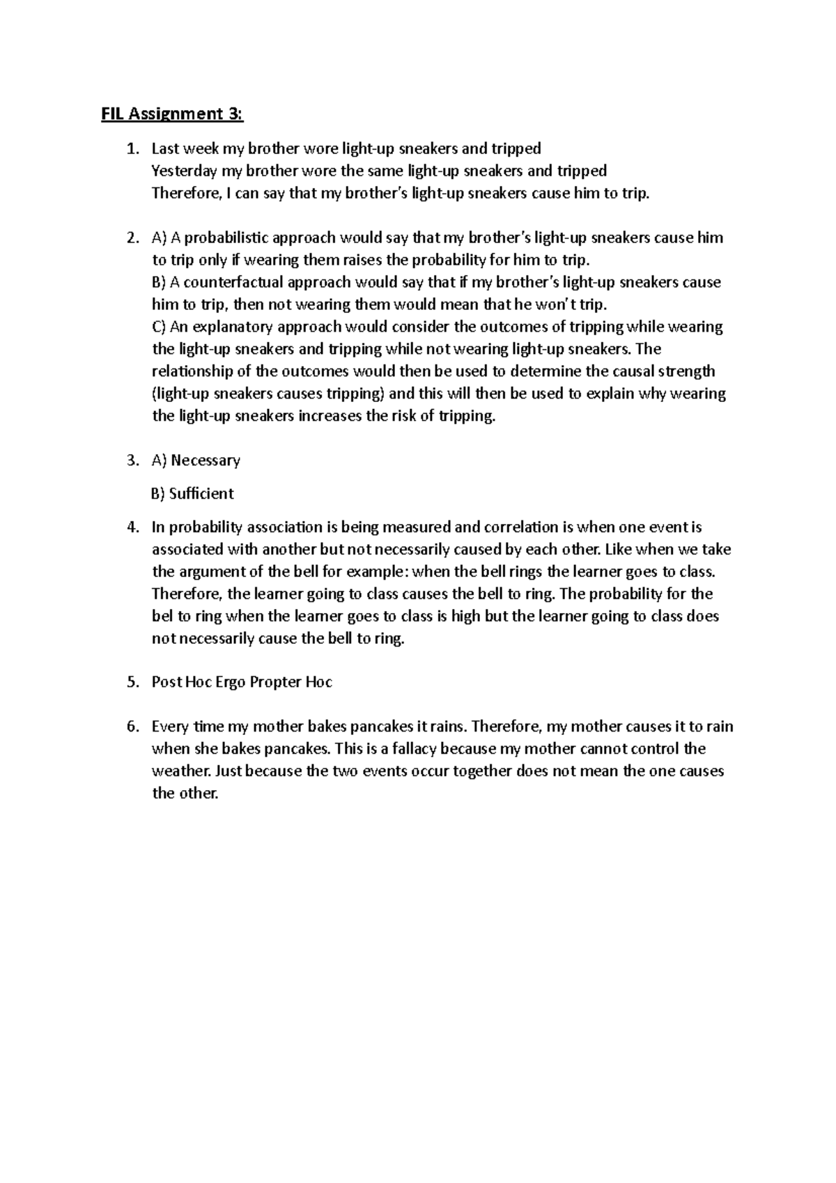 FIL Assignment 3 - ... - FIL Assignment 3: Last week my brother wore light-up sneakers and ...