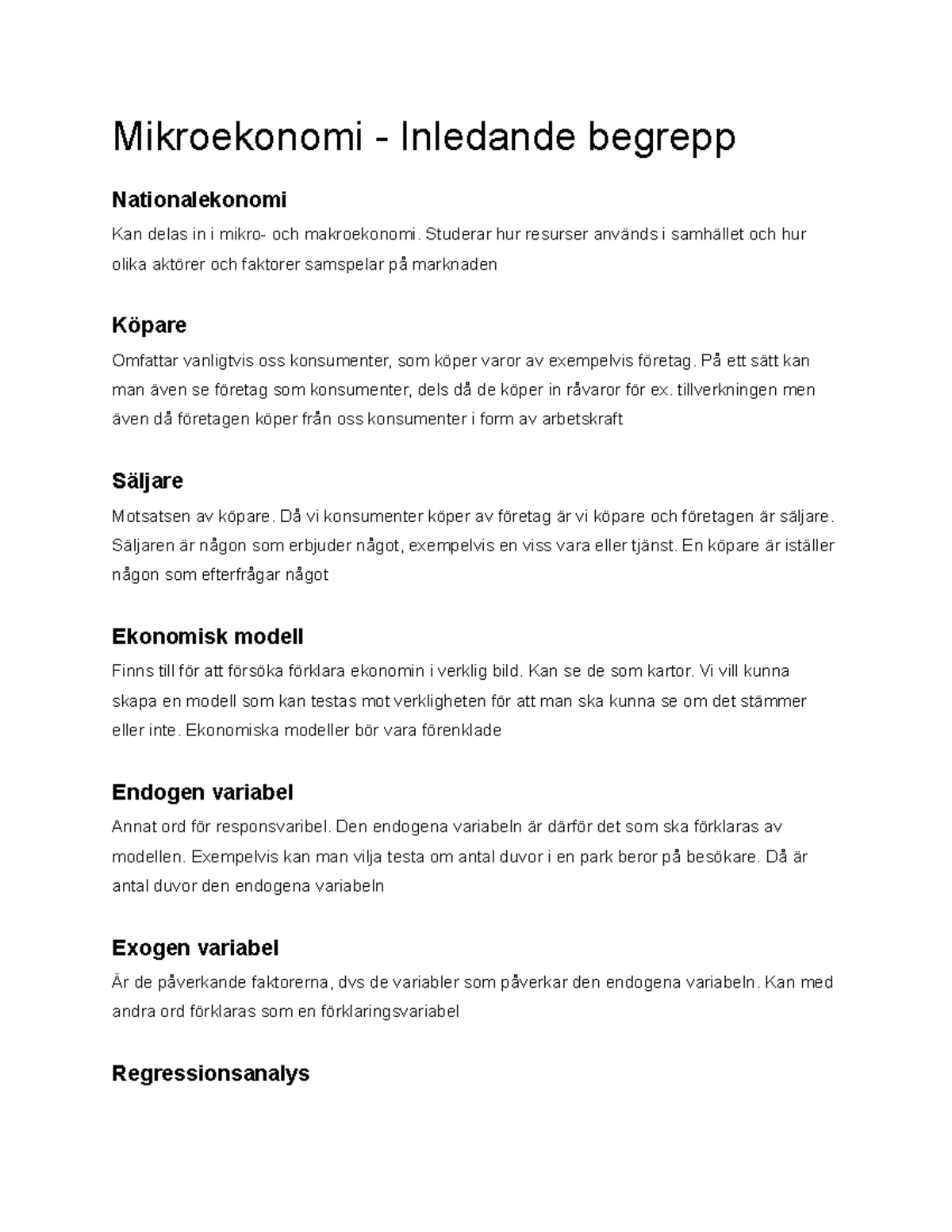 Mikroekonomi - Inledande begrepp - Mikroekonomi - Inledande begrepp Nationalekonomi Kan delas in ...