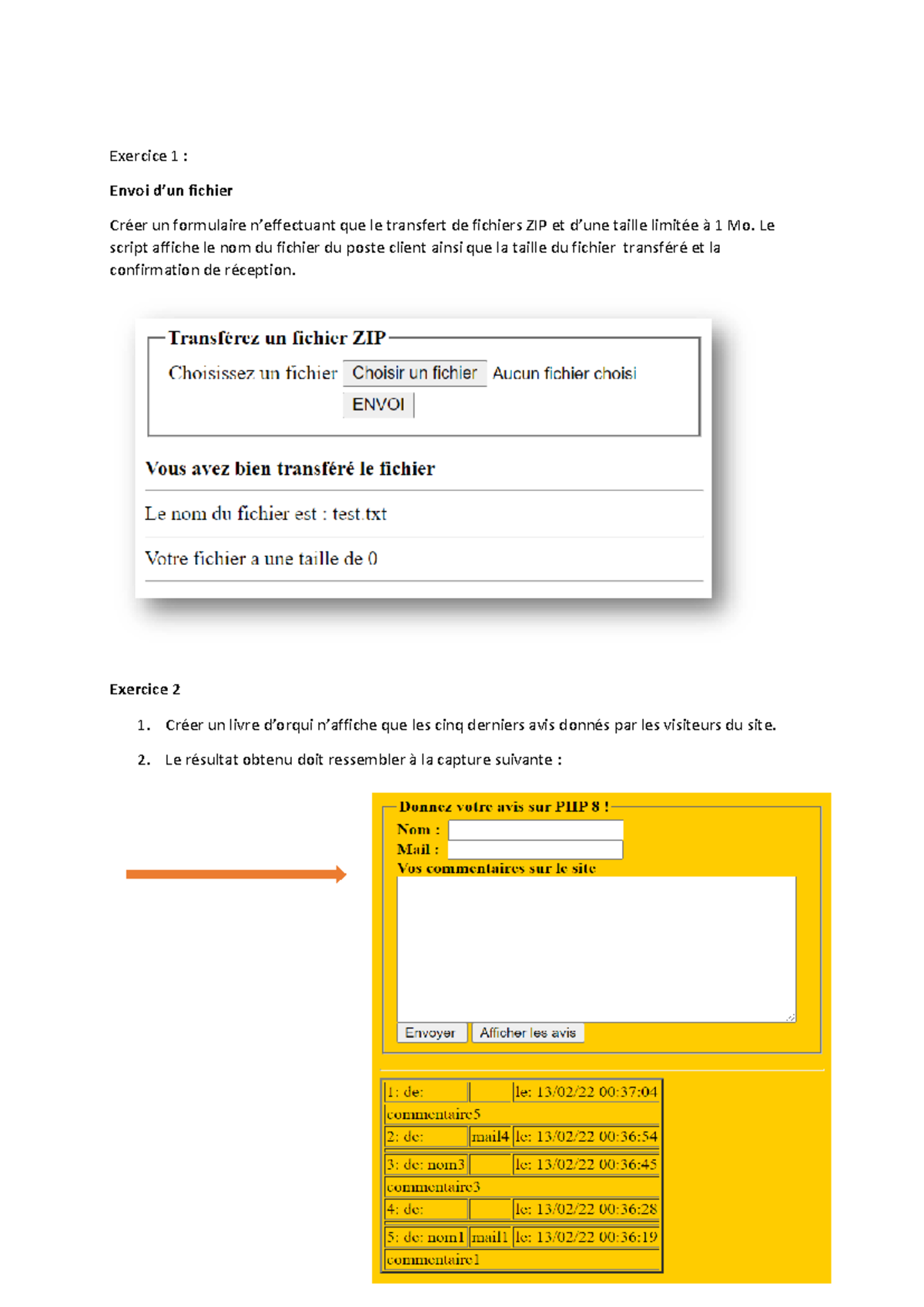 Tp4 file - Base de Donnees - Exercice 1 : Envoi d’un fichier Créer un formulaire n’effectuant ...
