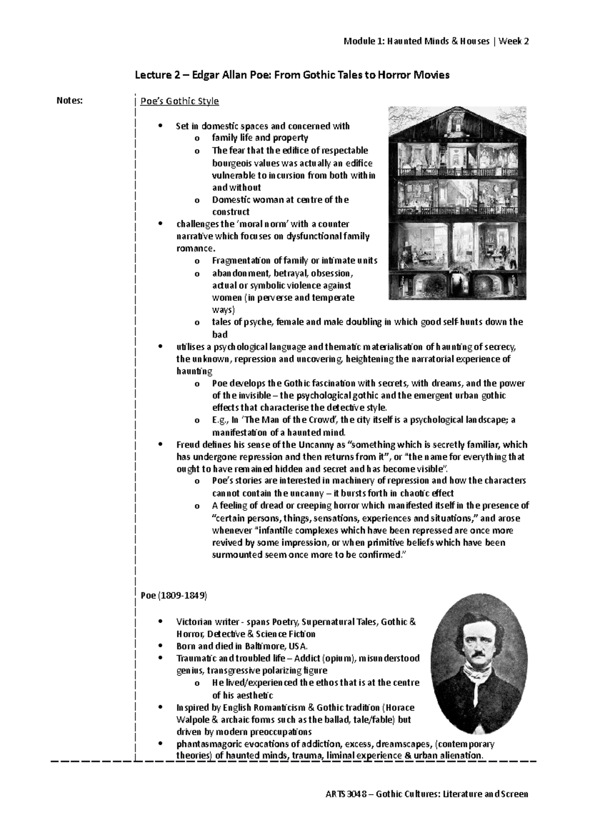 Lecture 2 Edgar Allan Poe - Lecture 2 – Edgar Allan Poe: From Gothic ...