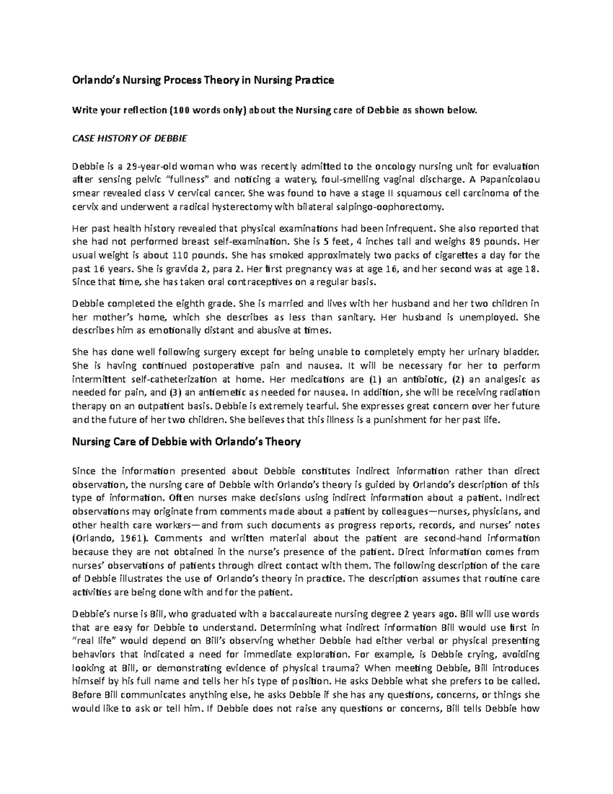 Ida Jean Orlando, Nursing Process Theory in Nursing Practice - Orlando ...