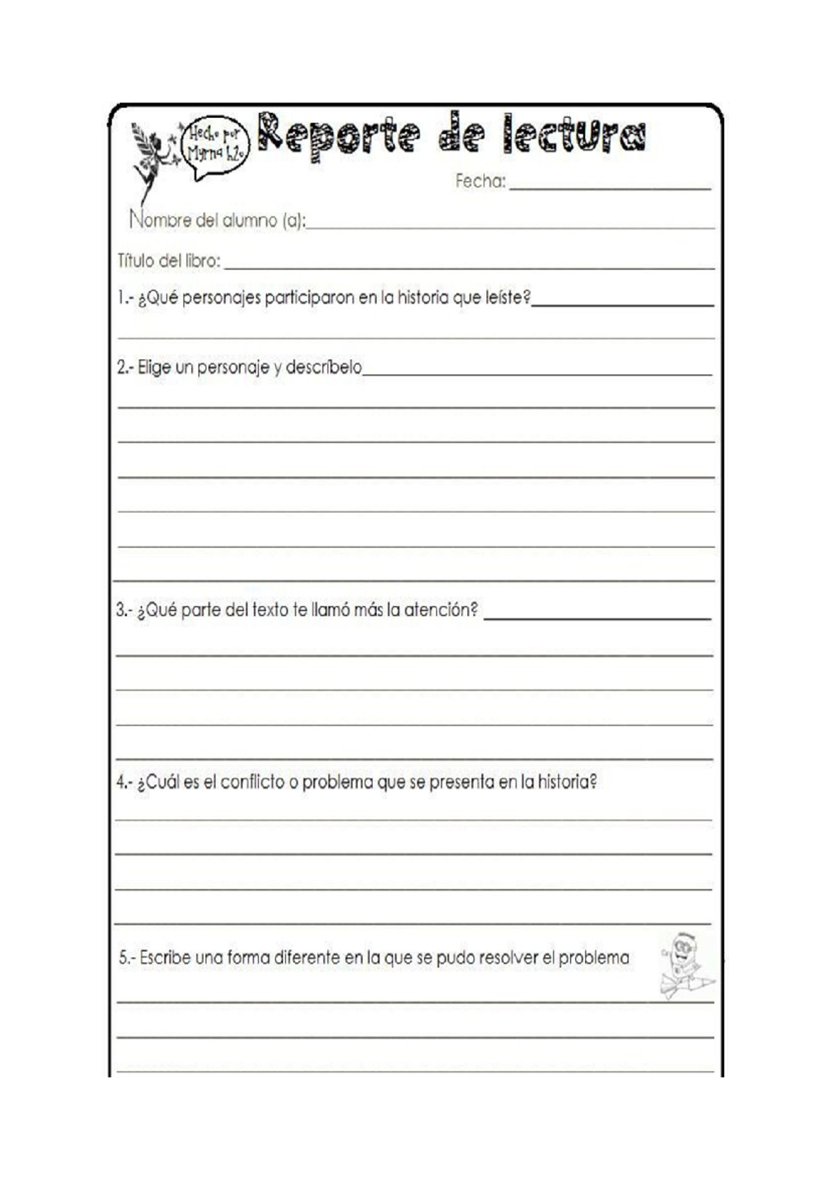 Reporte de lectura - Español - Hecho put Myrnah Report de lectures ...