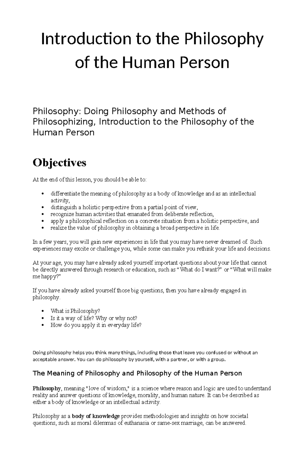 the beginning of the universe - Introduction to the Philosophy of the ...