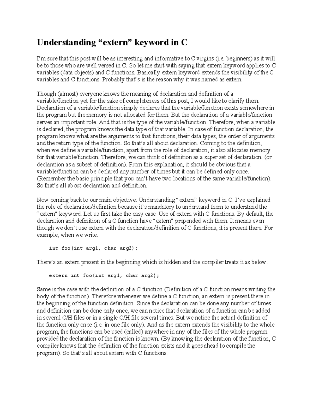 Extern - cccvv - Understanding “extern” keyword in C I’m sure that this ...