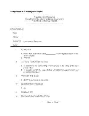 Beat inspection report - Republic of the Philippines NATIONAL POLICE ...